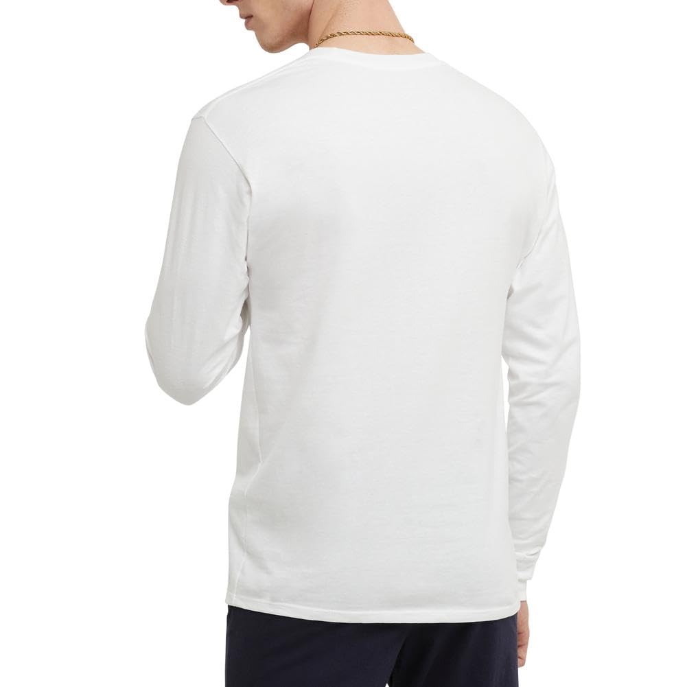 CHAMPION, Classic Long Sleeve, Comfortable, Soft T-Shirt for Men (Reg. or Big & Tall), White, XX-Large