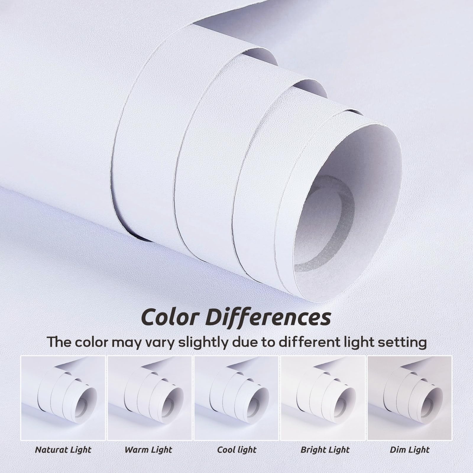 Mecpar 15.7" x 118" Matte White Wallpaper White Contact Paper White Peel and Stick Wallpaper Self-Adhesive Removable Wallpaper Thicken Waterproof Wallpaper for Kitchen Countertop Cabinet Wardrobe