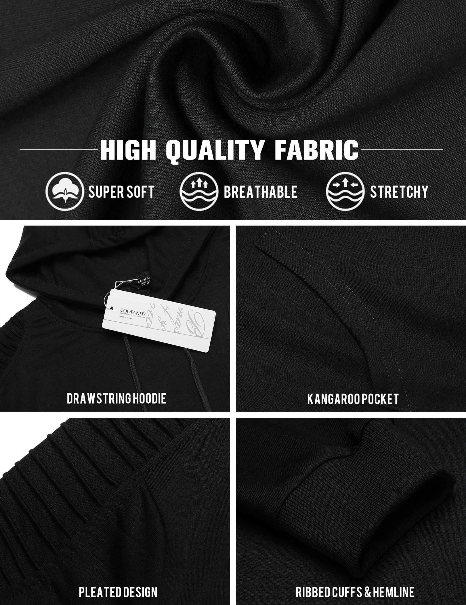 COOFANDY Men's Black Hoodies Sport Gym Hooded Active Athletic Pullover Casual Hooded