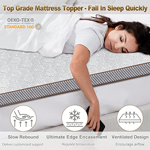 Slybear 2 Inch Memory Foam King Mattress Topper - Cooling Gel Mattress Topper for King Size Bed with Removable Cover, Pressure Relief Ventilated Mattress Pad for Back Shoulder Pain