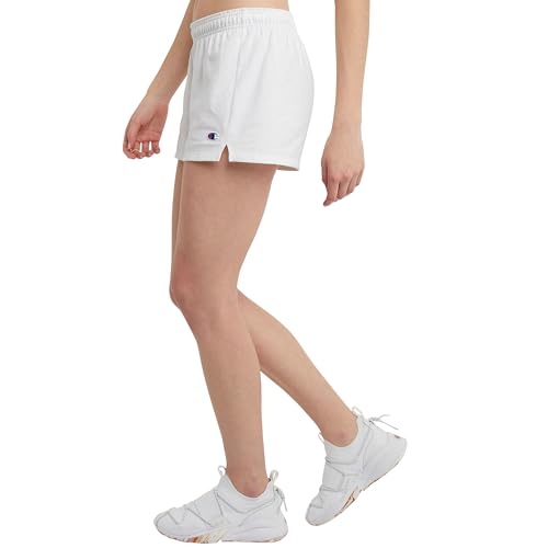 Champion, Soft, Comfortable Practice Shorts for Women, 3.5", White, Small