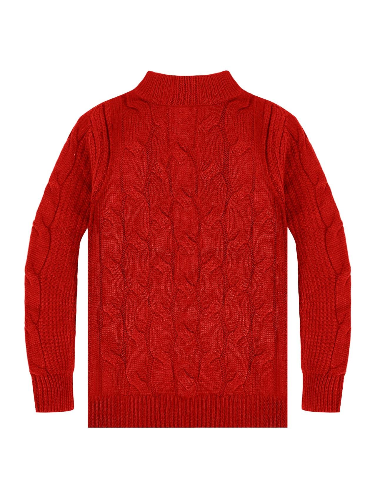 Ciaorbis Boys 1/4 Zip Pullover Sweater Long Sleeve Cable Knitted Sweater Winter Outfit for Baby Boys Girls Red