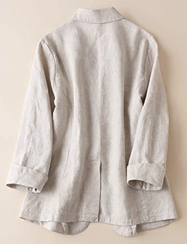Linen Blazer Women Linen Jackets Casual Spring Summer Blazers Lightweight Clothes (Beige Blazer, M)
