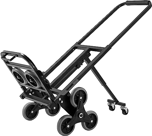 MroLife Foldable Stair Climbing Cart, Heavy-Duty Dolly 350lbs Load Capacity, Foldable Dolly Cart with 10 Wheels,Stair Climber Hand Trucks with Adjustable Handle