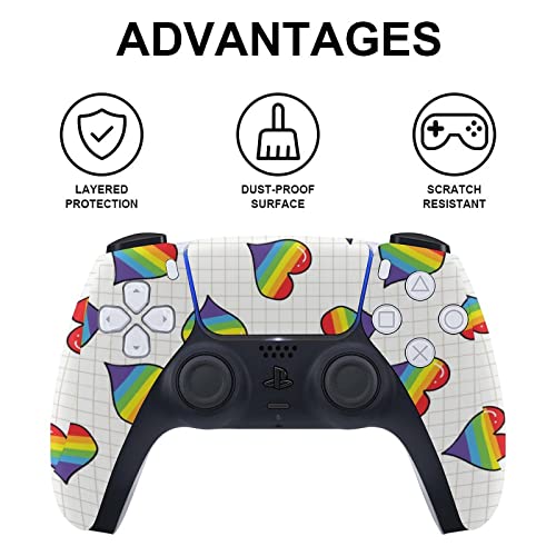 Cute Gay Hear Full Protective Skin Cover Design Wrap Decal Sticker Compatible with PS5 Digital Edition Console and Controller