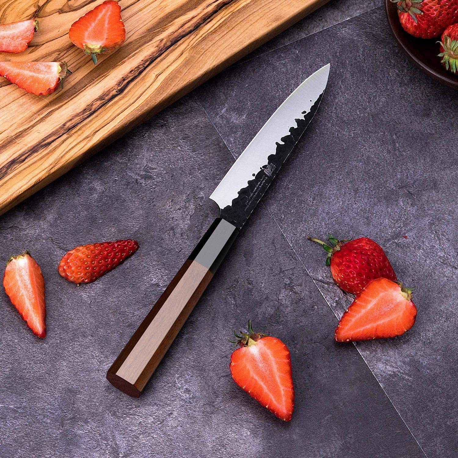 FINDKING Dynasty Series 5" Kitchen Utility Knife and 8" Chef Knife, High Carbon Clad Steel Octagonal Handle Kitchen Knives