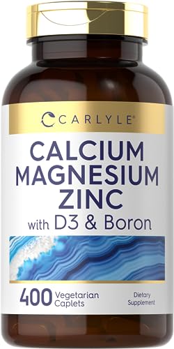 Carlyle Calcium Magnesium Zinc with Vitamin D3 and Boron | 400 Caplets | Vegetarian, Non-GMO Supplement