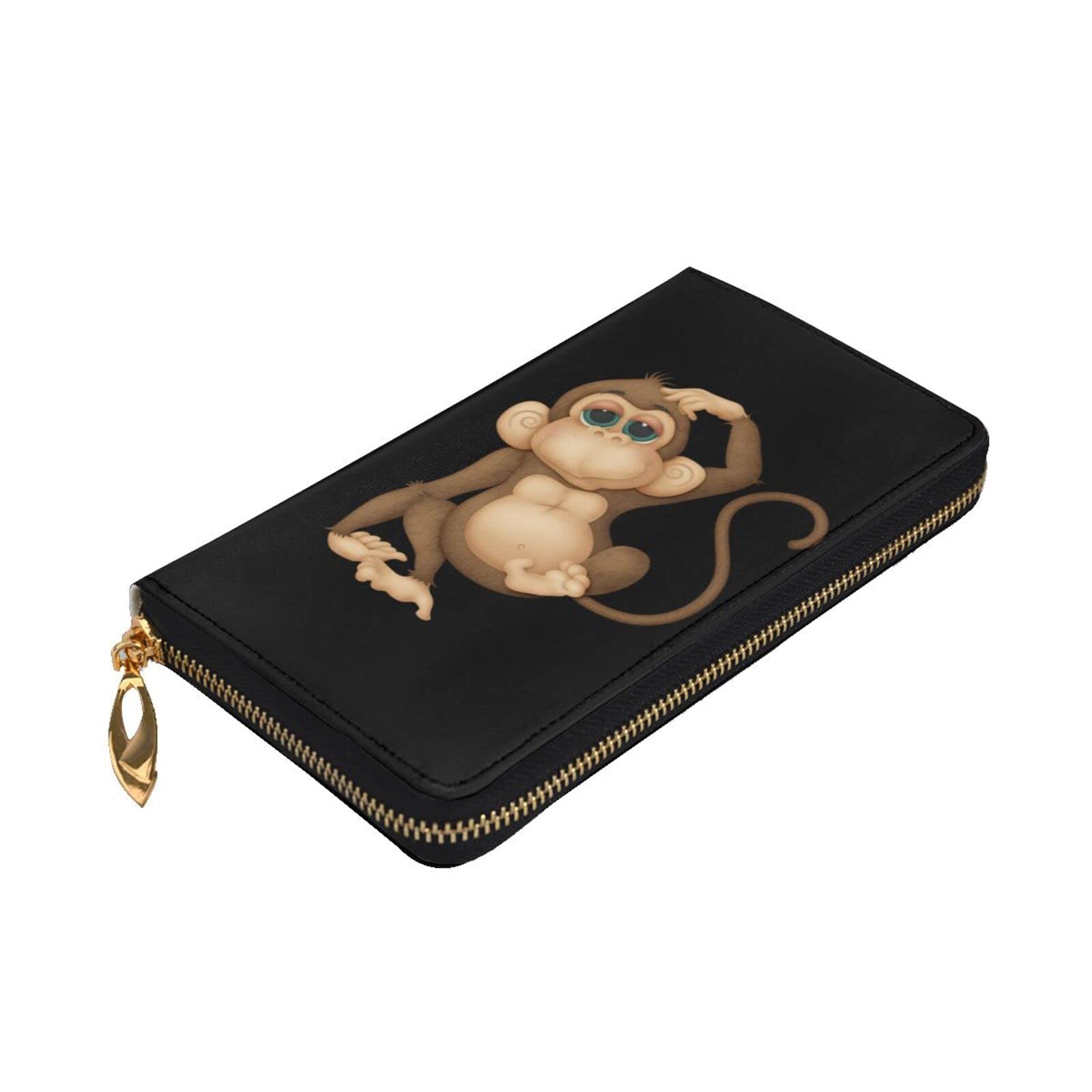 cute monkey Women's European wallet can hold 12 cards Travel passport wallet, family passport folder Modern/Fit