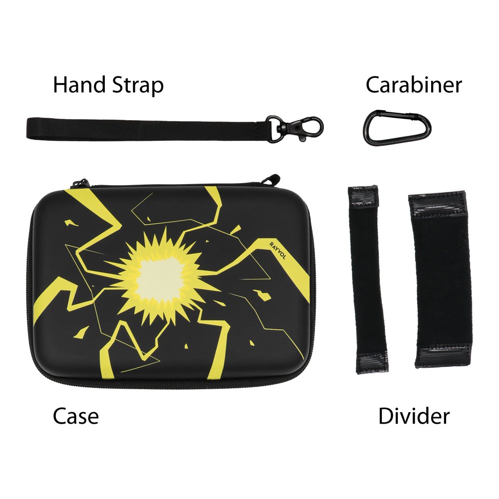 Rayvol Carrying Case for Pokemon Trading Cards, Fits up to 400 Cards, Card Holder with Hand Strap & Carabiner, Black