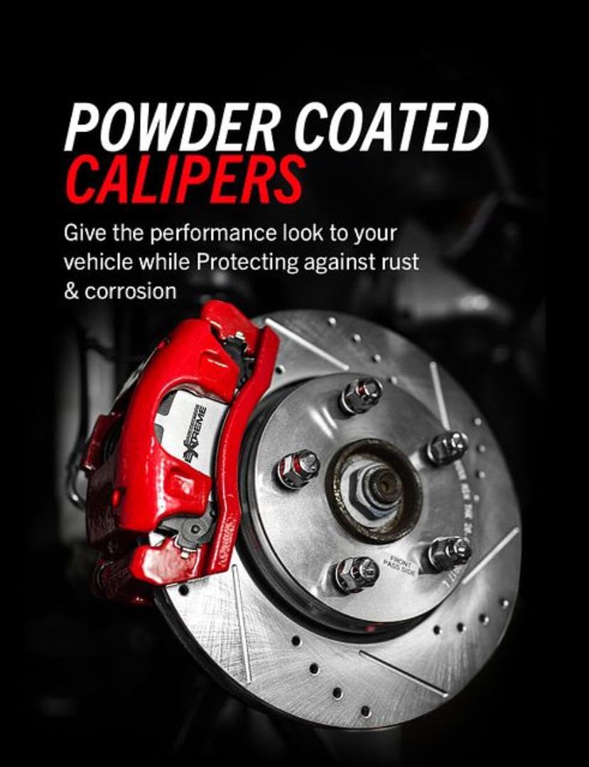 Power Stop KC7228-36 Z36 Truck & Tow Front and Rear Caliper Kit-Drilled/Slotted Rotors, Brake Pads & Calipers