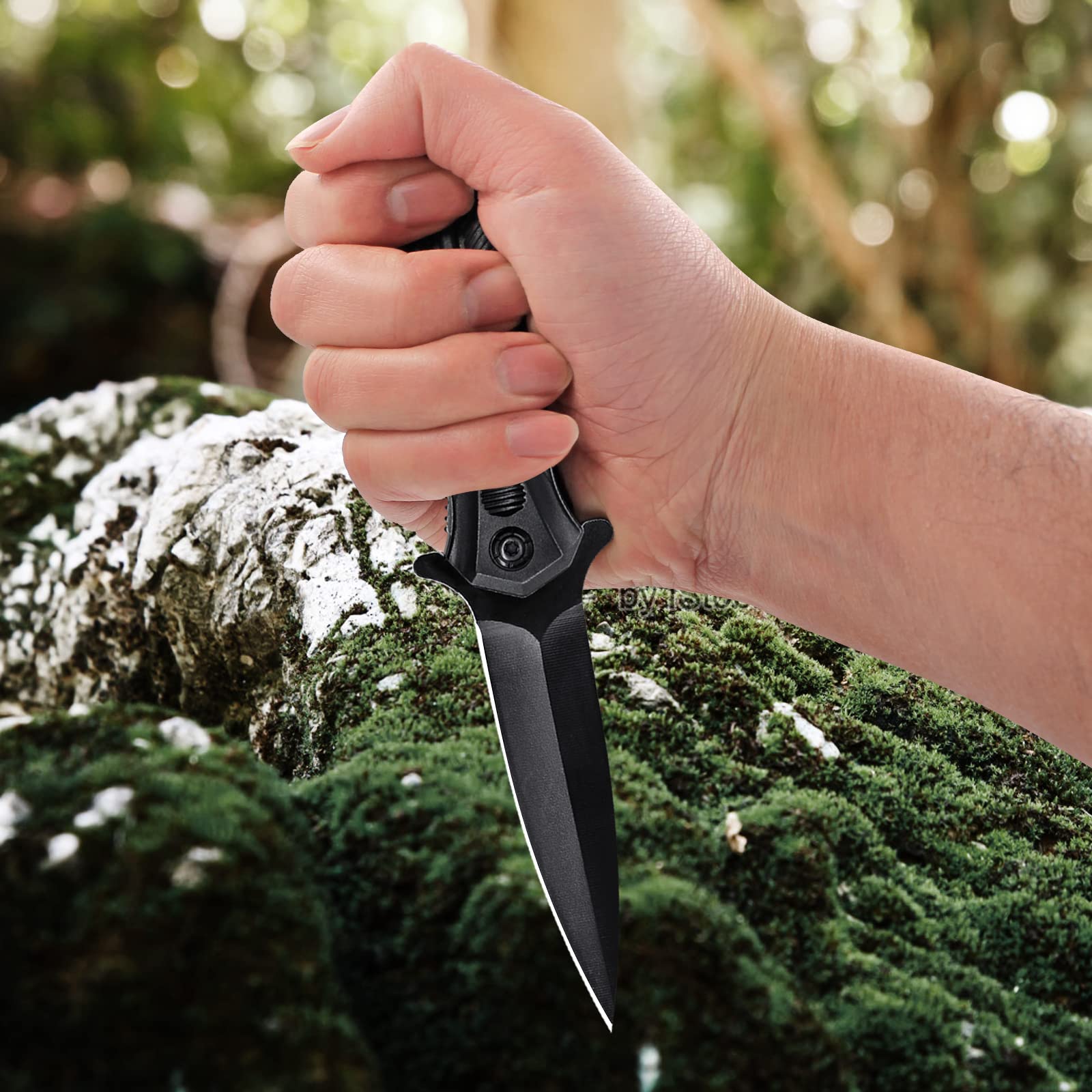 Dedilion Stainless Steel Folding Knife, Pocket Knife with Comfortable Non-slip Handle for Outdoor, Hunting, Tactical, Survival