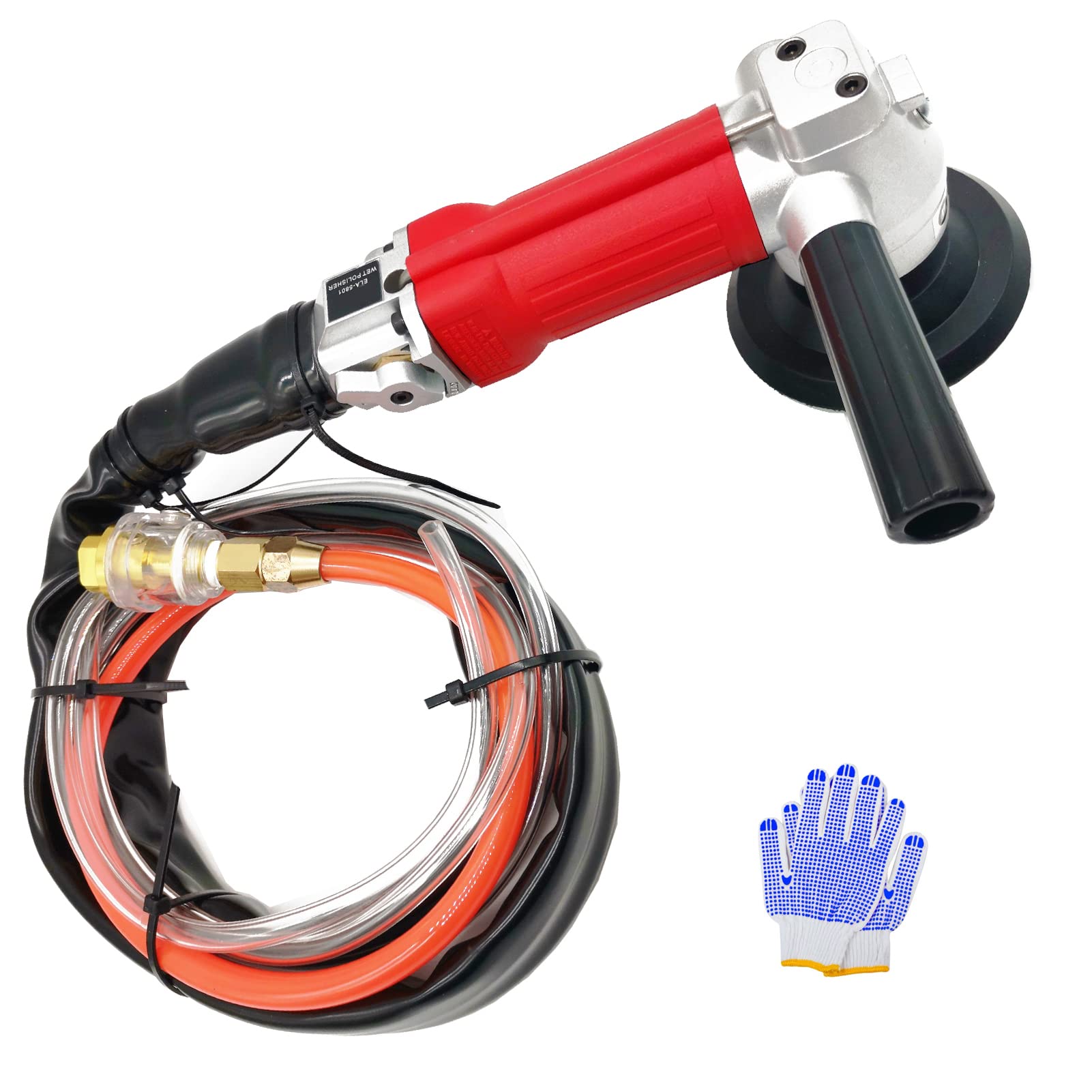 SDRTOP Wet Air Stone Polishers 4 Inch Pneumatic Water Grinders Air Powered Wet Sander with Rear Exhaust 5500 Rpm for Granite Marble Concrete Polishing