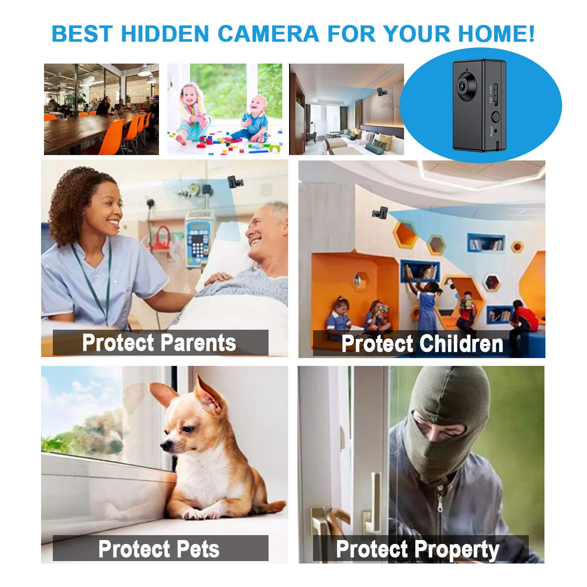 FUVISION Mini Spy Camera, Micro Camera with Motion Detect,1080P Full HD Hidden Camera with 1.5 Hours Battery Life, Hidden Security Camera Indoor/Outdoor Home and Office, Cameras for Surveillance