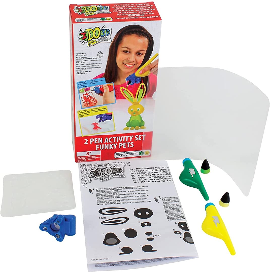 IDO3D ULTRA - 2 Pen Set - Funky Pets, Create 3D Arts and Crafts, Drawing and Painting Supplies
