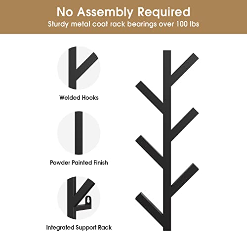 RRG Vertical Coat Rack Wall Mounted 16 Inch, Metal Vertical Hat Rack for Wall, Modern Wall Coat Tree for Hats, Jackets, Bags, Entryway Bedroom (Height 16")
