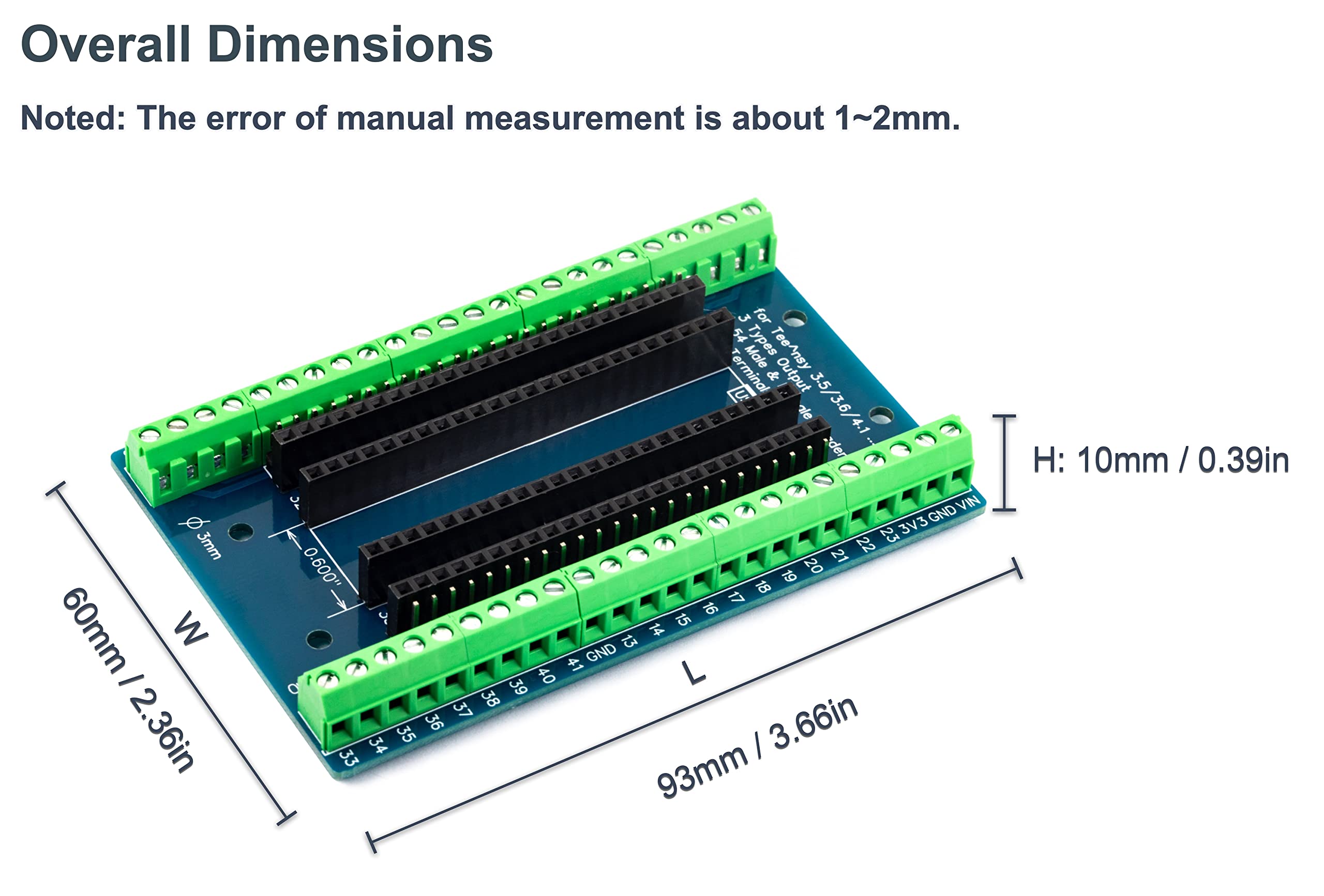 for Teensy 3.5/3.6/4.1 Module Breakout Board 48 Pin 3.81mm / 0.15" Screw Terminal Expansion Board 3 Types Output for Arduino