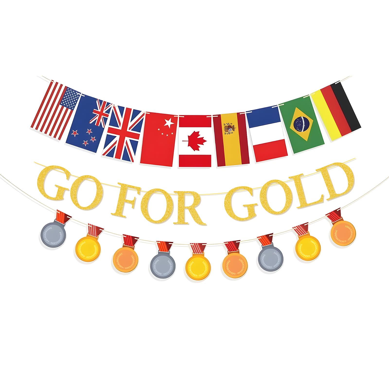GO FOR GOLD Banner, KSKSPE Championship Trophy Banner for Sports Competition Sports Themed Party Decorations, Hanging Banner Streamer Backdrop Decor for Sports Party Sports Supplies
