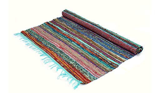 Handmade Braided Chindi Rug, Rag Rug, Area Rug, Carpet Rug, 3x5 Foot, 4x6 Foot, 5x7 Foot, Multi Color Rug (3x5 Ft (36x60 Inch))