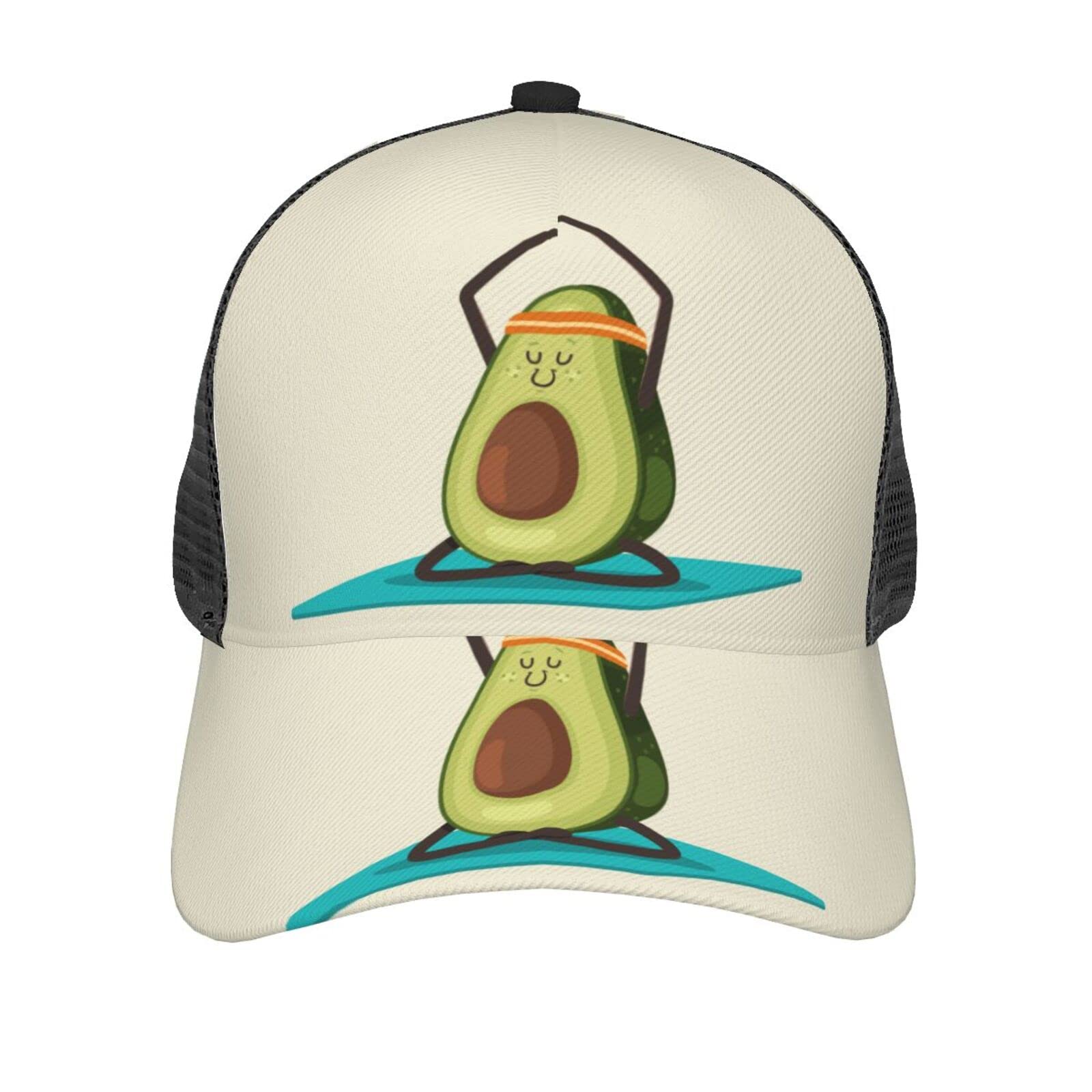 Cute Yoga Avocado Printed Adjustable Mesh Baseball Cap, Snapback Baseball Cap, Unisex Baseball Cap Hat Four Seasons are Suitable