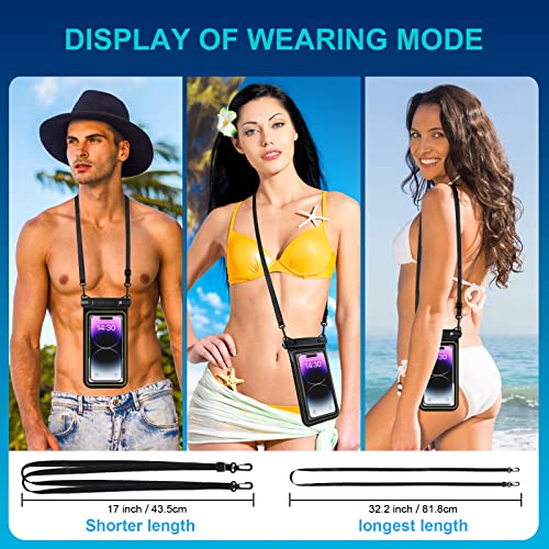 IP68 Floating Waterproof Phone Pouch, Universal Sponge Water Proof Cell Phone Case Bag with Adjustable Lanyard, Protector Pouch for iPhone 14 13 12 11 Pro Max Samsung S23 Google, Up to 6.7'' Black