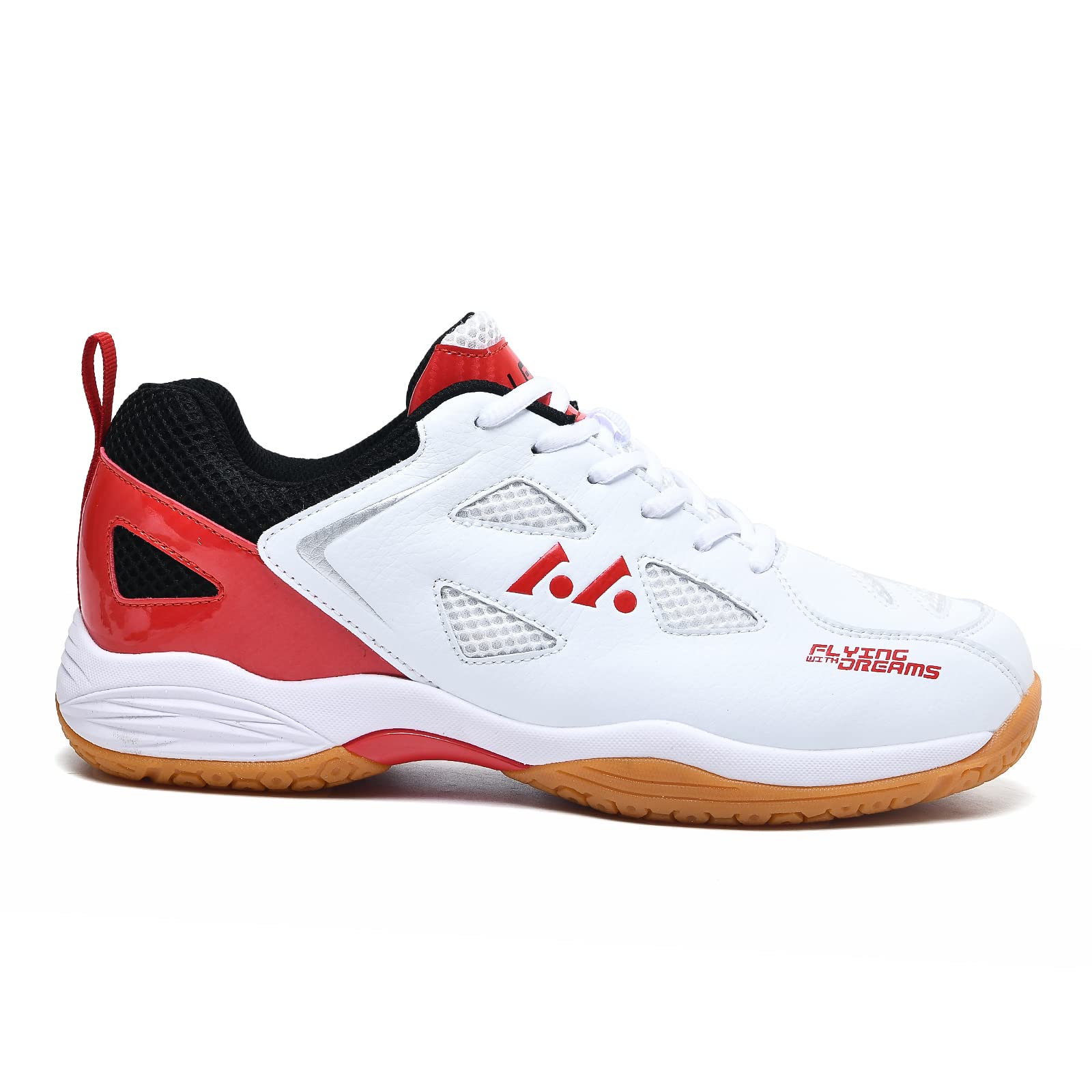 Condromly Women's Light 22 Lightweight Cushioning Pickleball Court Shoes (White/Red, 7)