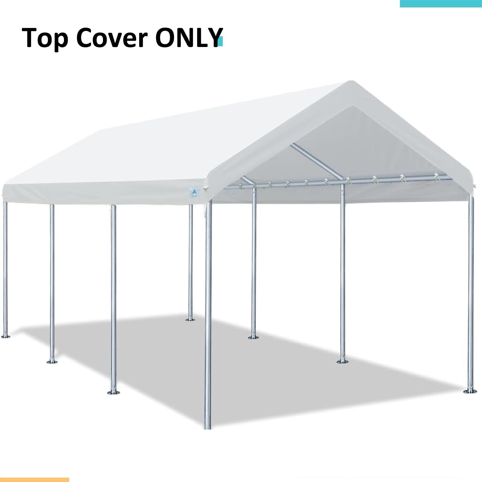 FORALEBEN Carport Replacement Canopy Cover for 12' x 20' Car Tent Top Garage Shelter Cover Tarp with Ball Bungees (Only Top Cover, Frame Not Include) White