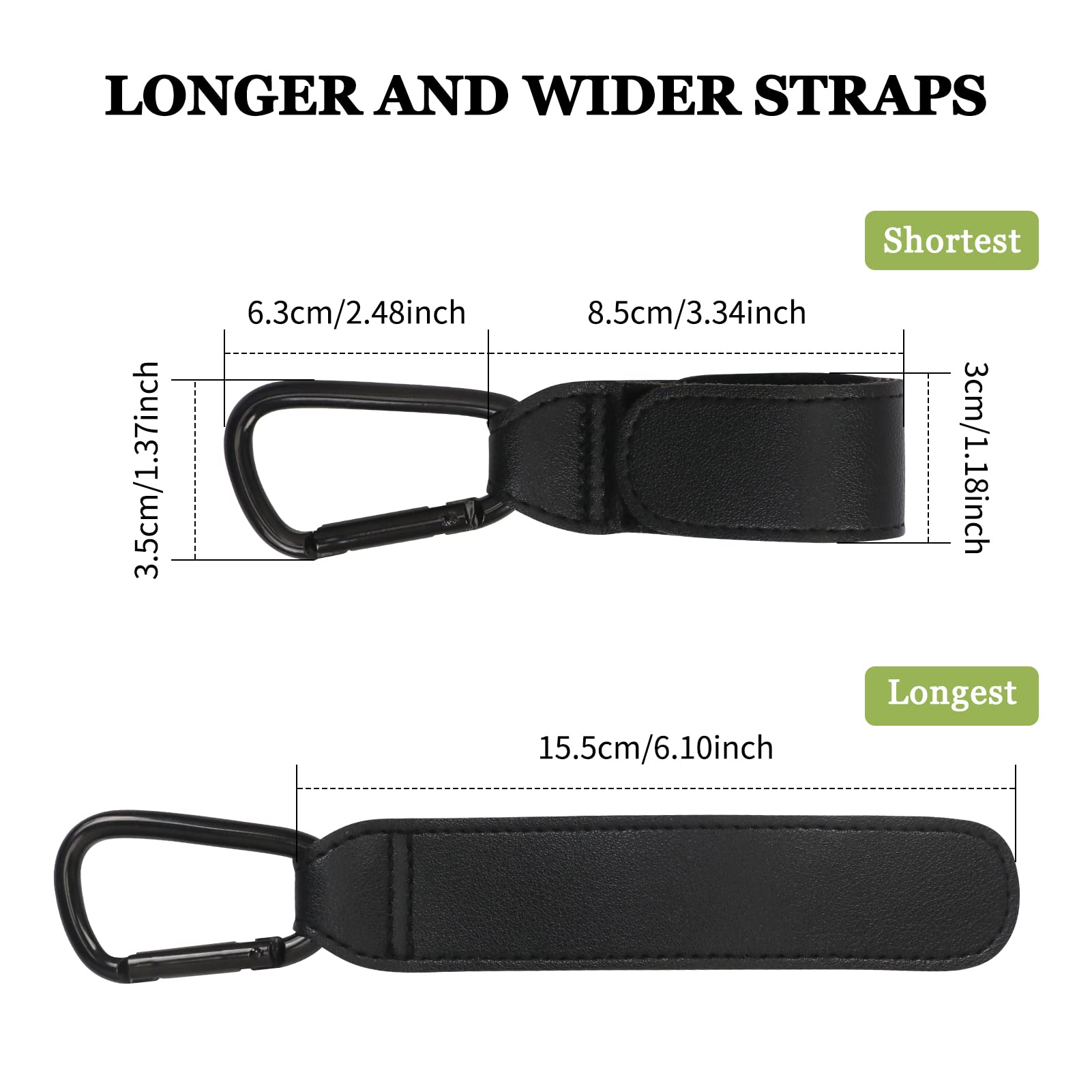 FYY (2 Pack) Leather Stroller Hooks for Hanging, Baby Stroller Hook for Diaper Bags, Multipurpose Hooks for Hanging Bags, Shopping Bags, Tote, Free Hands, Stroller Accessories, Stroller Hooks Clips