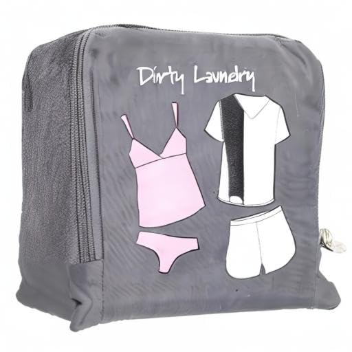 Miamica Soft Travel Laundry Bag with Zipper and Drawstring, Gray, 21” x 22” – Keep Your Dirty Clothes Separate and Your Suitcase Organized – Expandable, Durable, and Foldable Laundry Bag