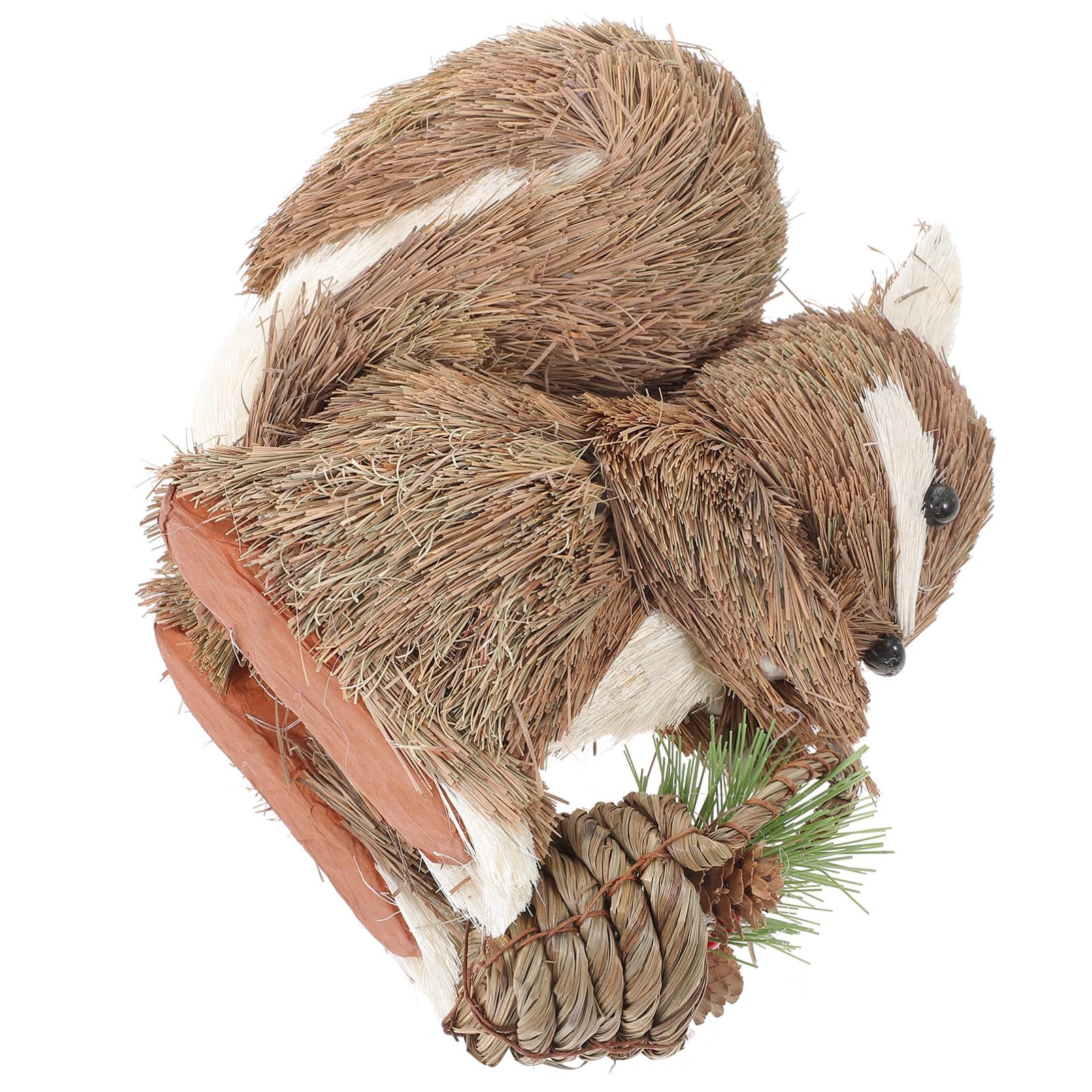 Wakauto Christmas Squirrel Figurine Fake Grass Squirrel Fall Decor Lawn Nativity Animal Ornament Simulation Squirrels Model Statue Outdoor Decor for Holiday Party Supplies