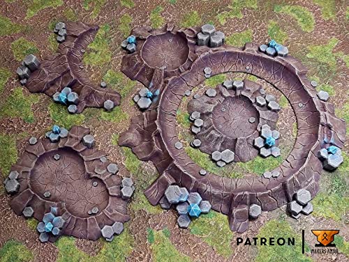 EnderToys Planetary Outpost Remixed Craters by Makers Anvil, 3D Printed Tabletop RPG Scenery and Wargame Terrain for 28mm Miniatures