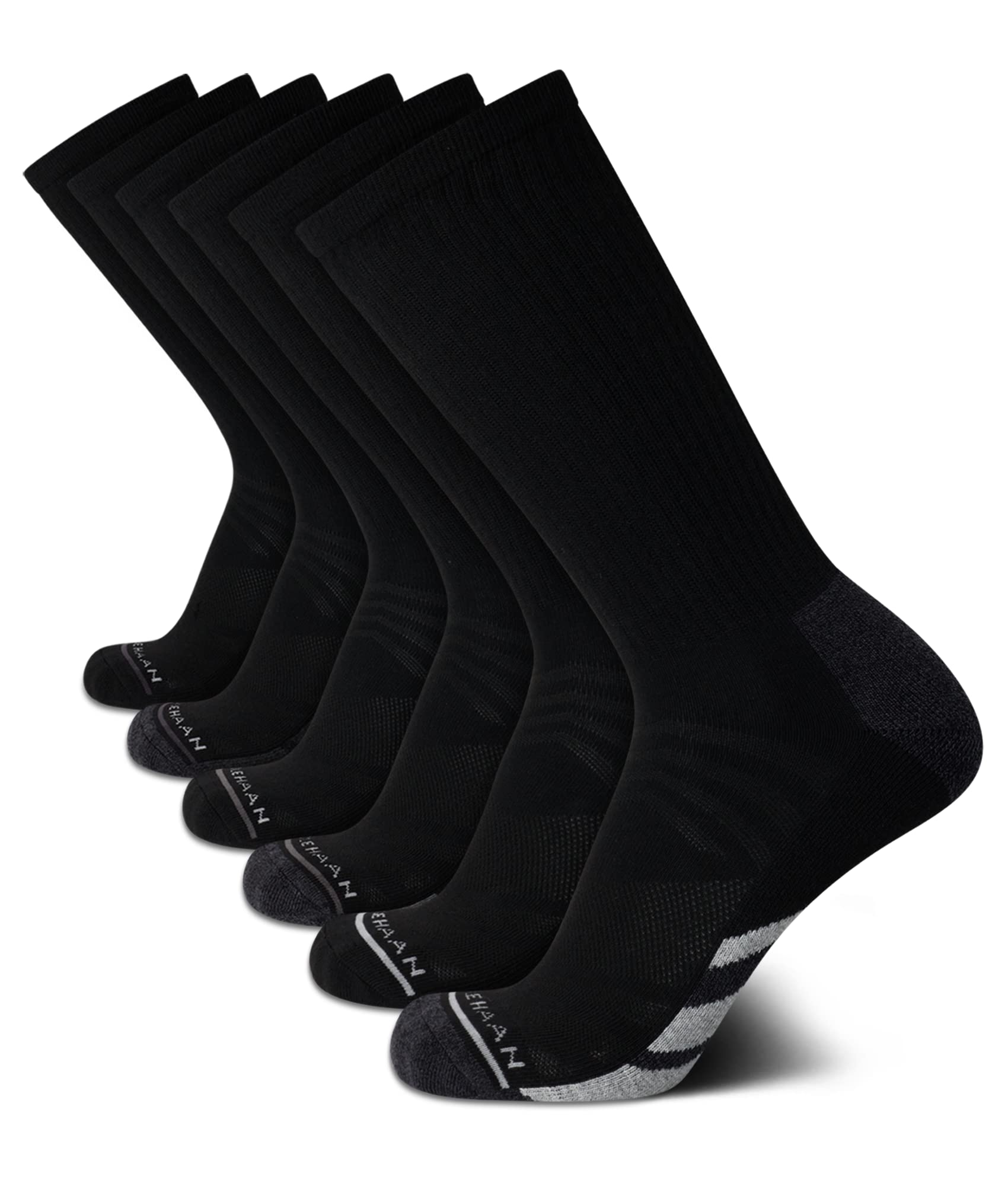 Cole Haan Men's Athletic Socks - Performance Cushion Crew Socks (6 Pack, 12 Pack), Size 7-12, All White (6 Pack)