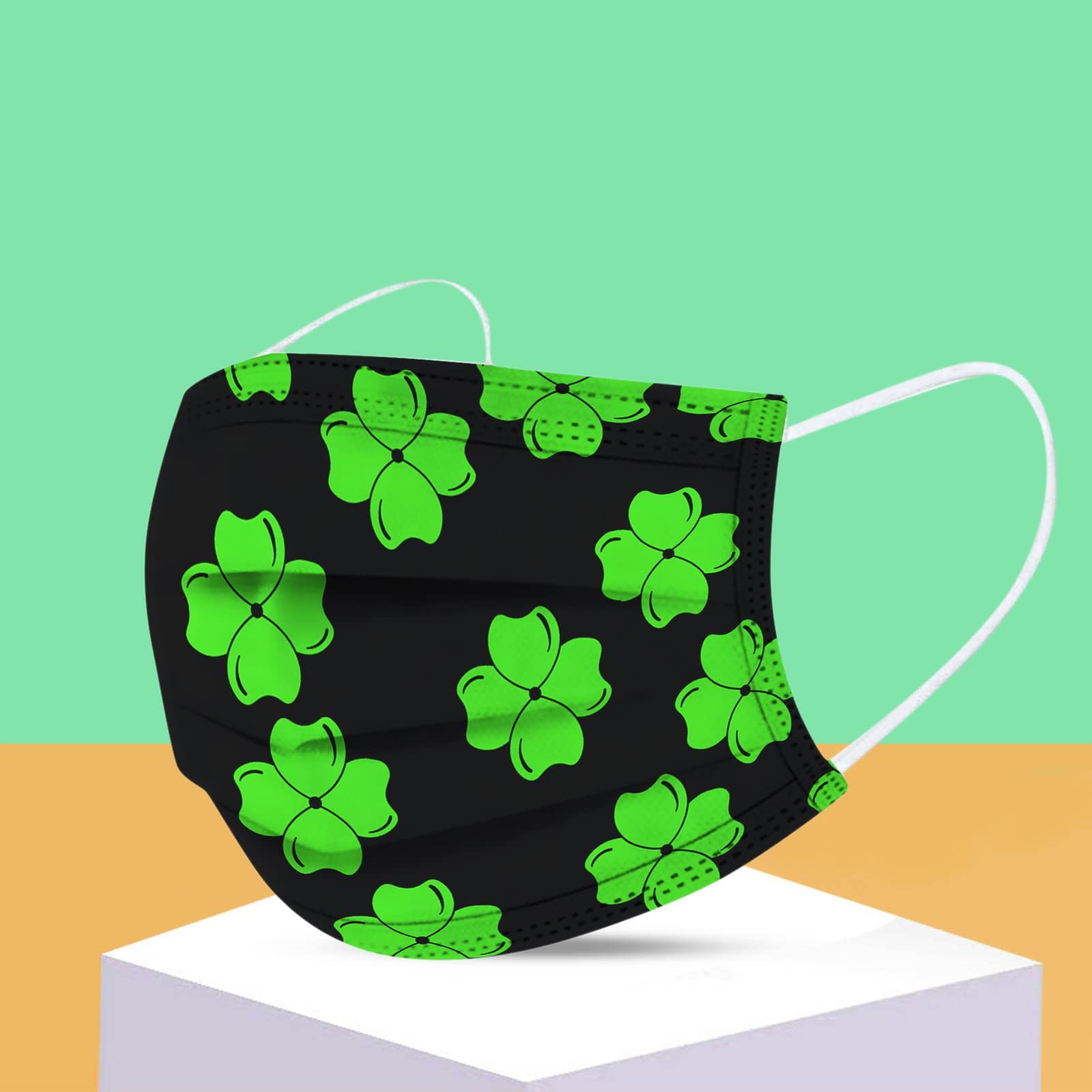GOGCIAO St Patricks Day Disposable Face Cover with Designs for Adults Women,Cute Printed Pattern,50Pcs