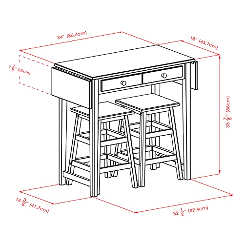 Winsome Mercer Double Drop Leaf Table with 2 Stools