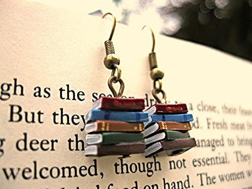 Classic Stack of Books Drop Dangle Earrings Librarian Teacher Easy Hook Clay Creative Novel Teach Graduation Jewelry for Women Earings