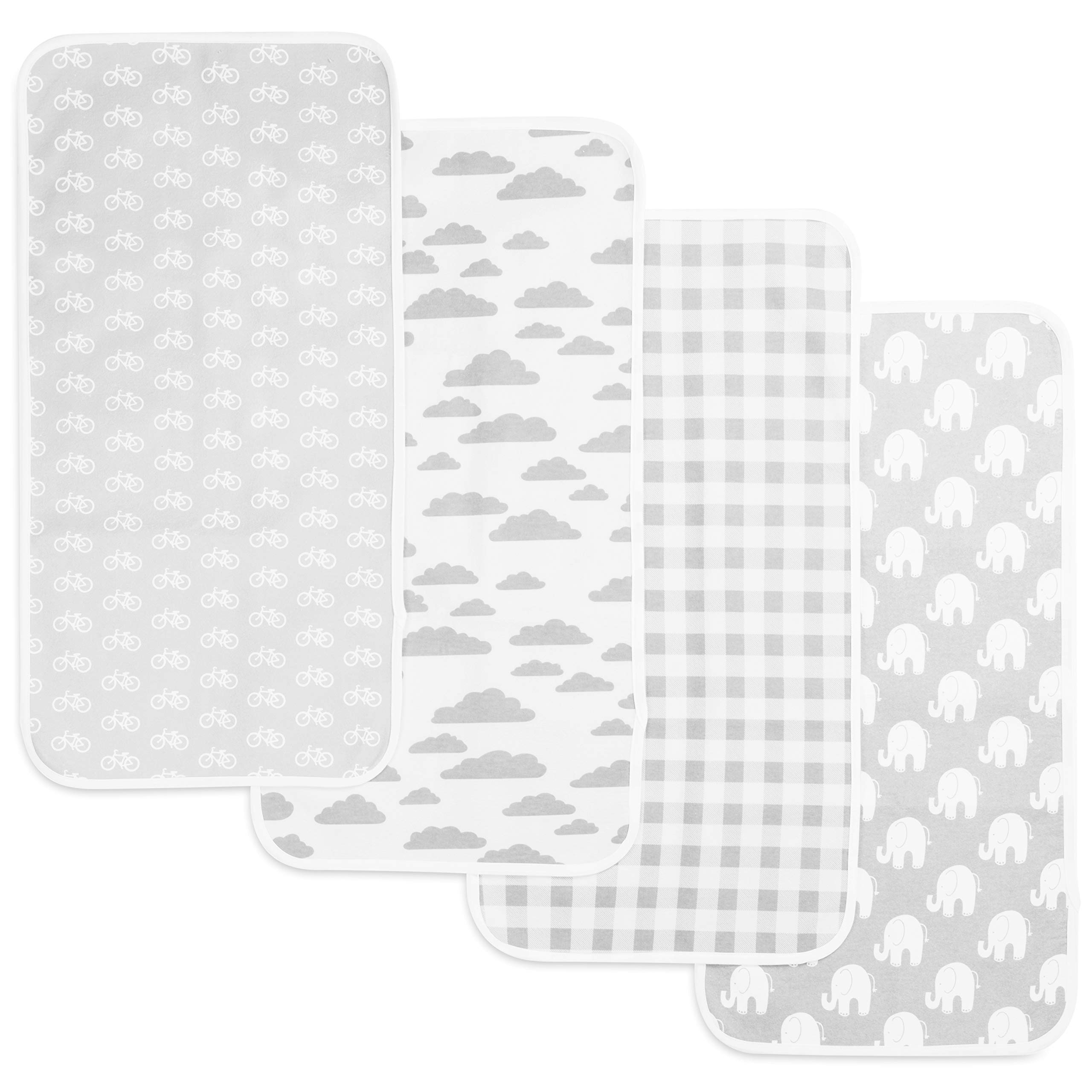 Changing Pad Liner 4 Pack – Waterproof Changing Pad Cover – Wipeable Changing Pad Cover – 100% Cotton Changing Table Pad Cover –Reusable Baby Changing Pad Covers by BaeBae Goods