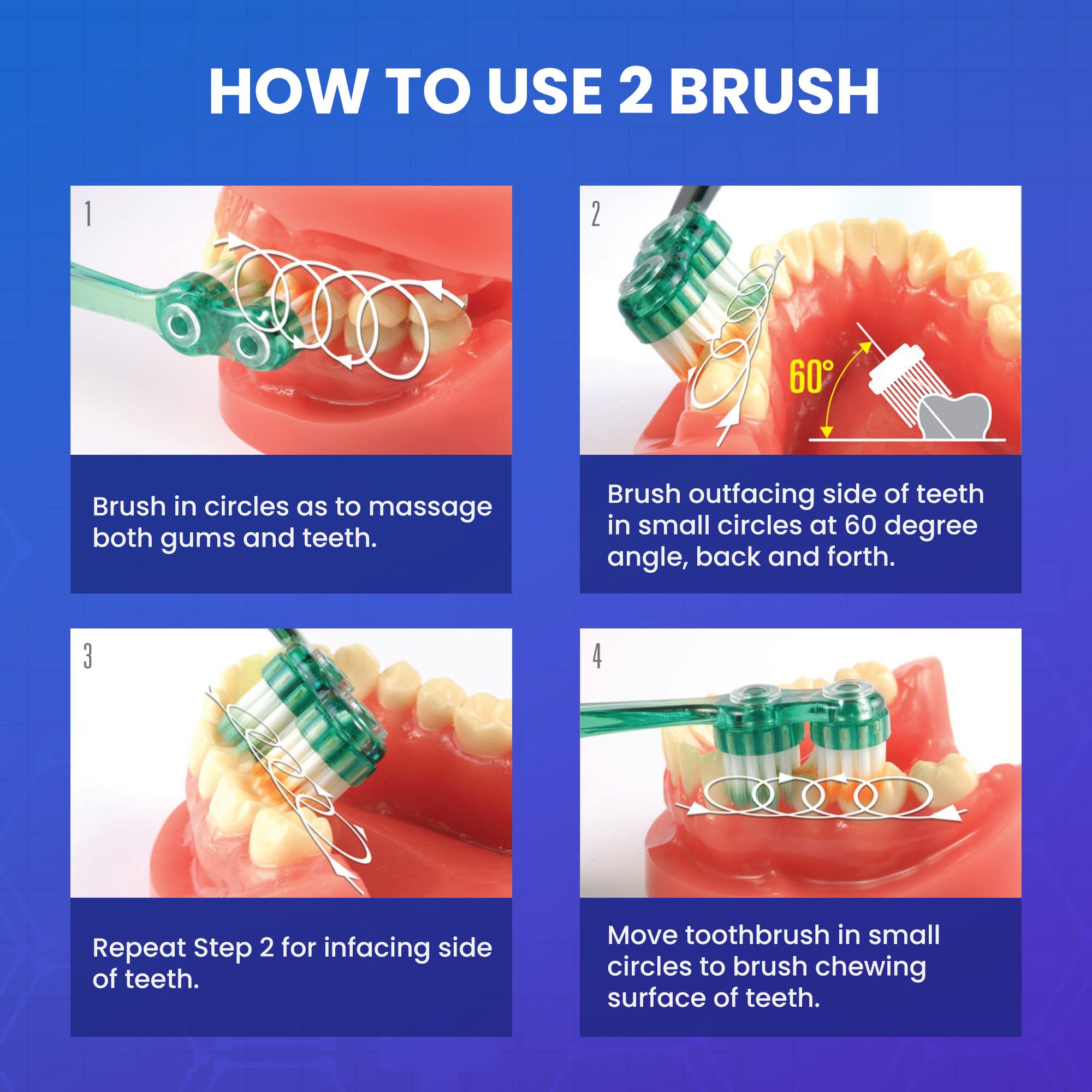 Efons Non-Electric Spin Toothbrush Replacement Head Refill | 2 Size 6 Count | Compatible with Efons Toothbrushes for Human & Pet | Soft Toothbrush for Sensitive Gums | Beige & SkyBlue