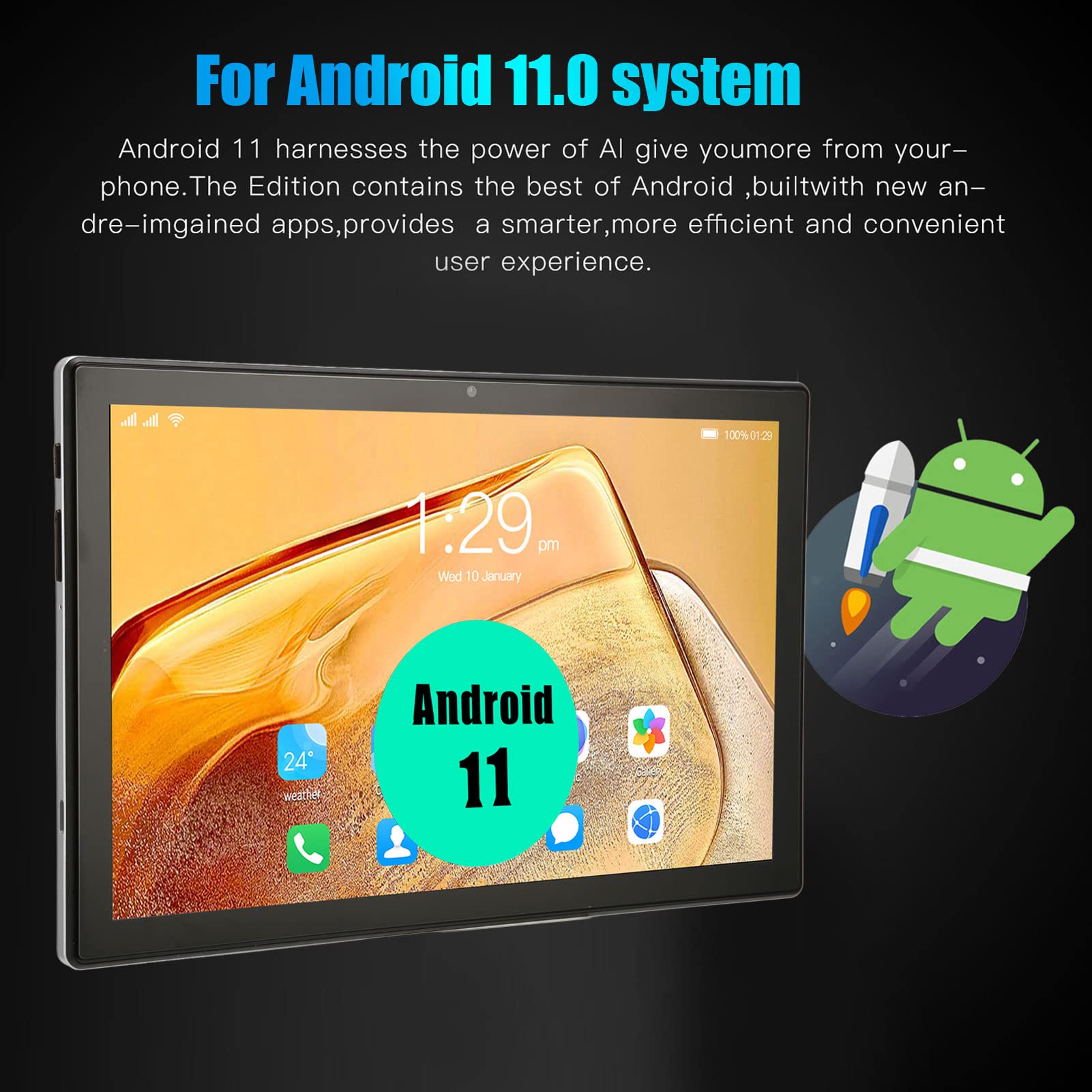 GOWENIC 10 inch Octa Core Tablet, for 11 Tablets 6GB RAM 256GB Storage, IPS HD Large Screen Tablet Computer, Dual Sim Card Slot, 4G Internet 5GWIFI, 7000mah (Silver)
