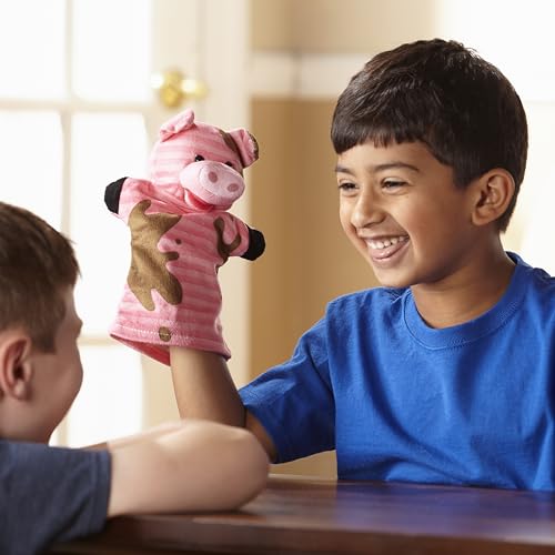 Melissa & Doug Farm Friends Hand Puppets (Set of 4) - Cow, Horse, Sheep, and Pig