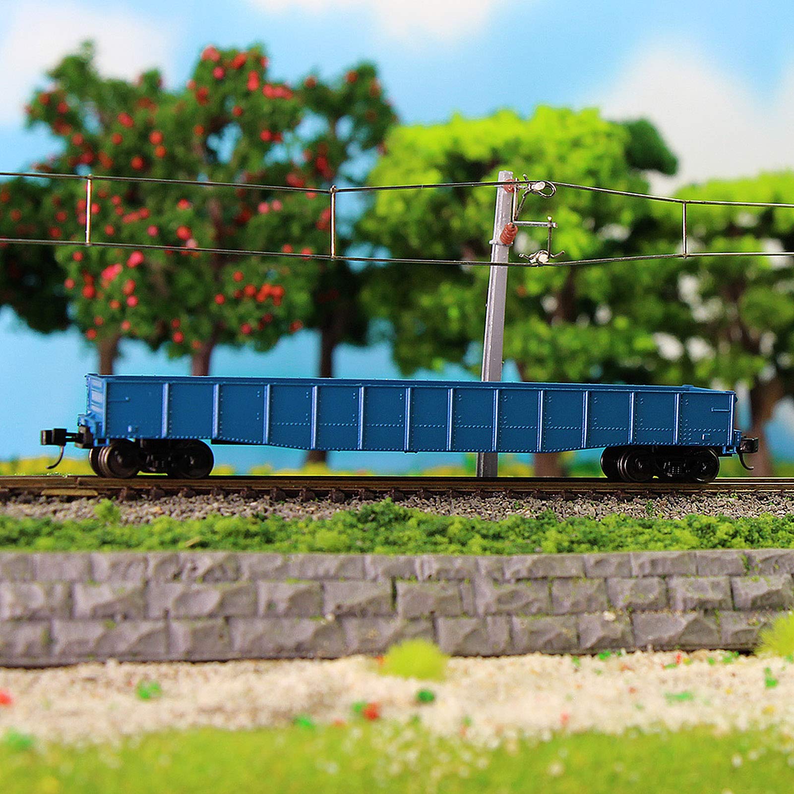 C15014 N Scale 3pcs Gondolas Car 1:160 Model Train Railway Flat Car Wagon (Blue)