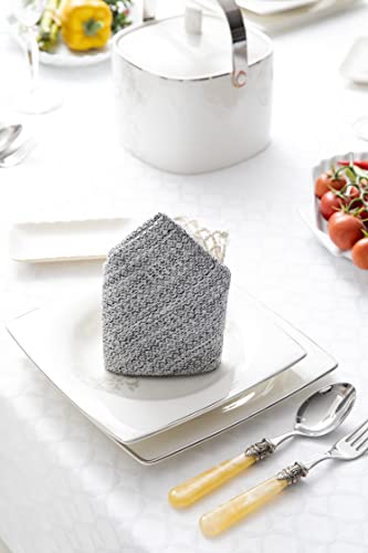Smyrna Original Turkish Cloth Napkins Set of 6 | 100% Cotton, 18 x 18 Inches | Decorative Boho Table Napkins for Dining Table | Versatile Farmhouse Cloth Napkin for Dinner, Wedding and Parties (Gray)