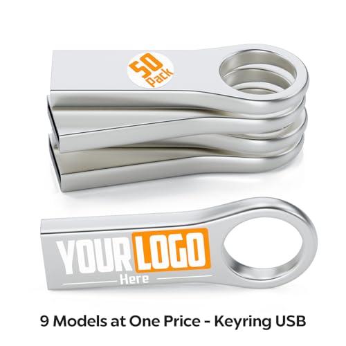 Custom USB Flash Drive Personalized Tumb Drive Logo Print Memory Stick 50Pack - 9 Jump Drive Models at One Price