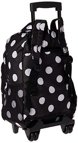 Rockland Double Handle Rolling Backpack, Black Dot, 17-Inch