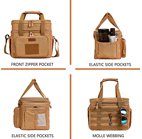 KumYamLO Tactical Lunch Box for Men 16L,Large Insulated Waterproof Reusable Lunch Bag,Women,Work,Outdoor,Picnic,Finishing,Molle Webbing and Adjustable Shoulder Straps (brown)…