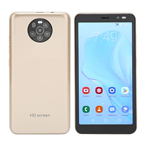 GOWENIC Mate48 Pro Smartphone, Factory Unlocked Smartphone, 5.45 Inch HD Screen Smartphone, Dual Sim Cell Phone Face Recognition Mobile Phone for Android, Fast Processor(Gold)