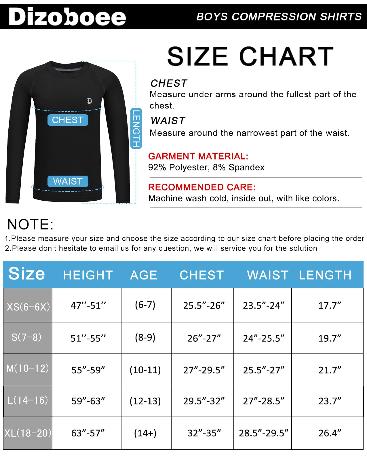 Dizoboee Youth Boys Thermal Compression Shirt Long Sleeve Kids Fleece Baselayers Sports Football Baseball Undershirt Grey S