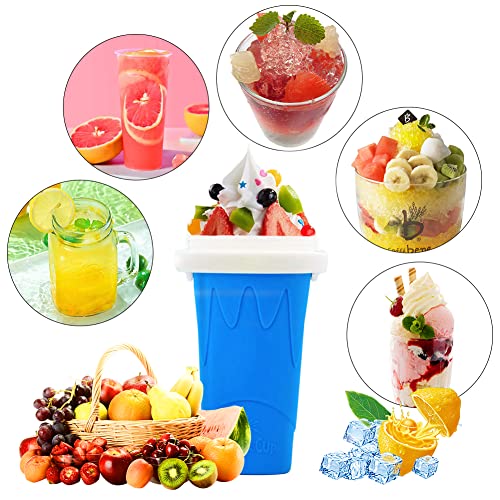 SBOQIXFM Slushie Maker Cup,Milkshake Maker Slushy Machine with,Magic Quick Frozen Smoothies Cup, DIY Homemade Squeeze Icy Cup (blue)