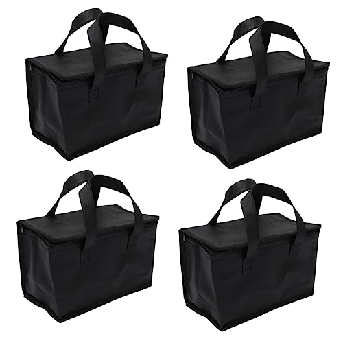 UPKOCH Camping Insulated Bag 4pcs Insulation Cold Food Insulated Portable Insulation Thermal Insulation Non-woven Fabric Drinks Black Aluminum Delivery Storage