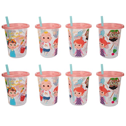Take & Toss CoComelon Toddler Straw Sippy Cups β Toddler Cups with Lid and Removable Straw β Baby Essentials β 10 Oz β 8 Count