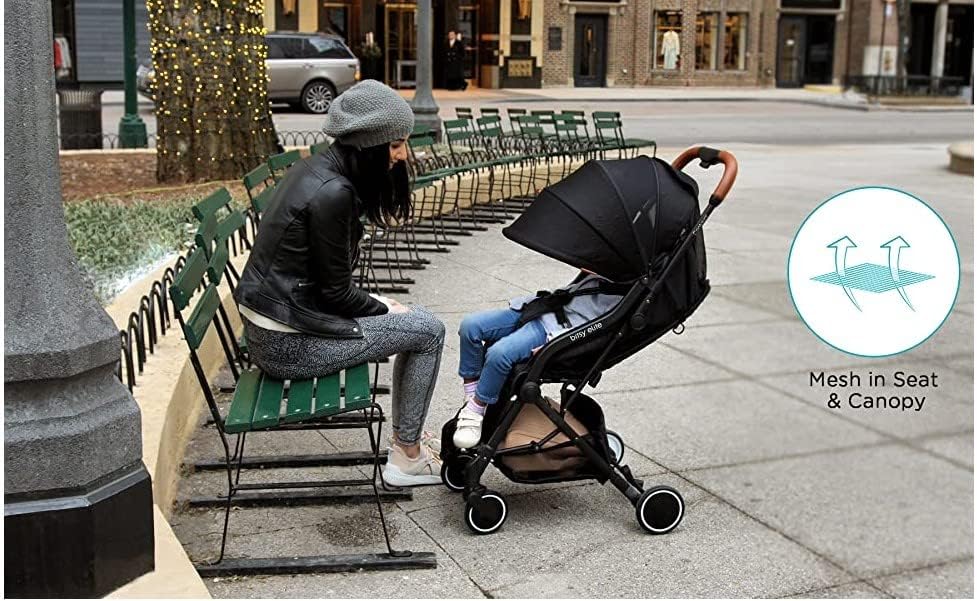 Contours - Bitsy Elite - Compact Fold Lightweight Stroller for Travel Adapter Free Infant Car Seat Compatibility - Sapphire Blue
