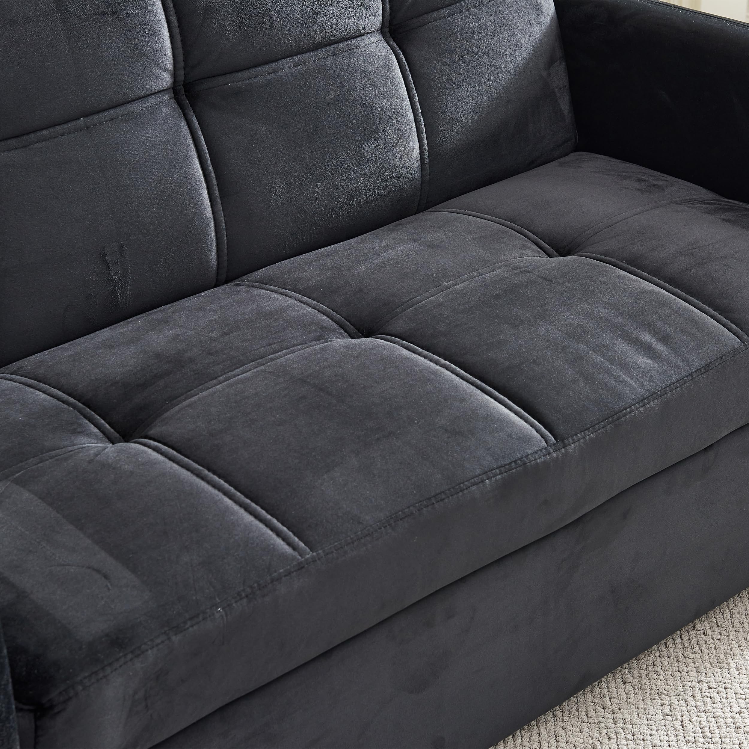 HomSof Convertible Sleeper Sofa Bed, Brown Modern Loveseat Couch with Pull Out Bed, 2 Pillows and Side Pockets